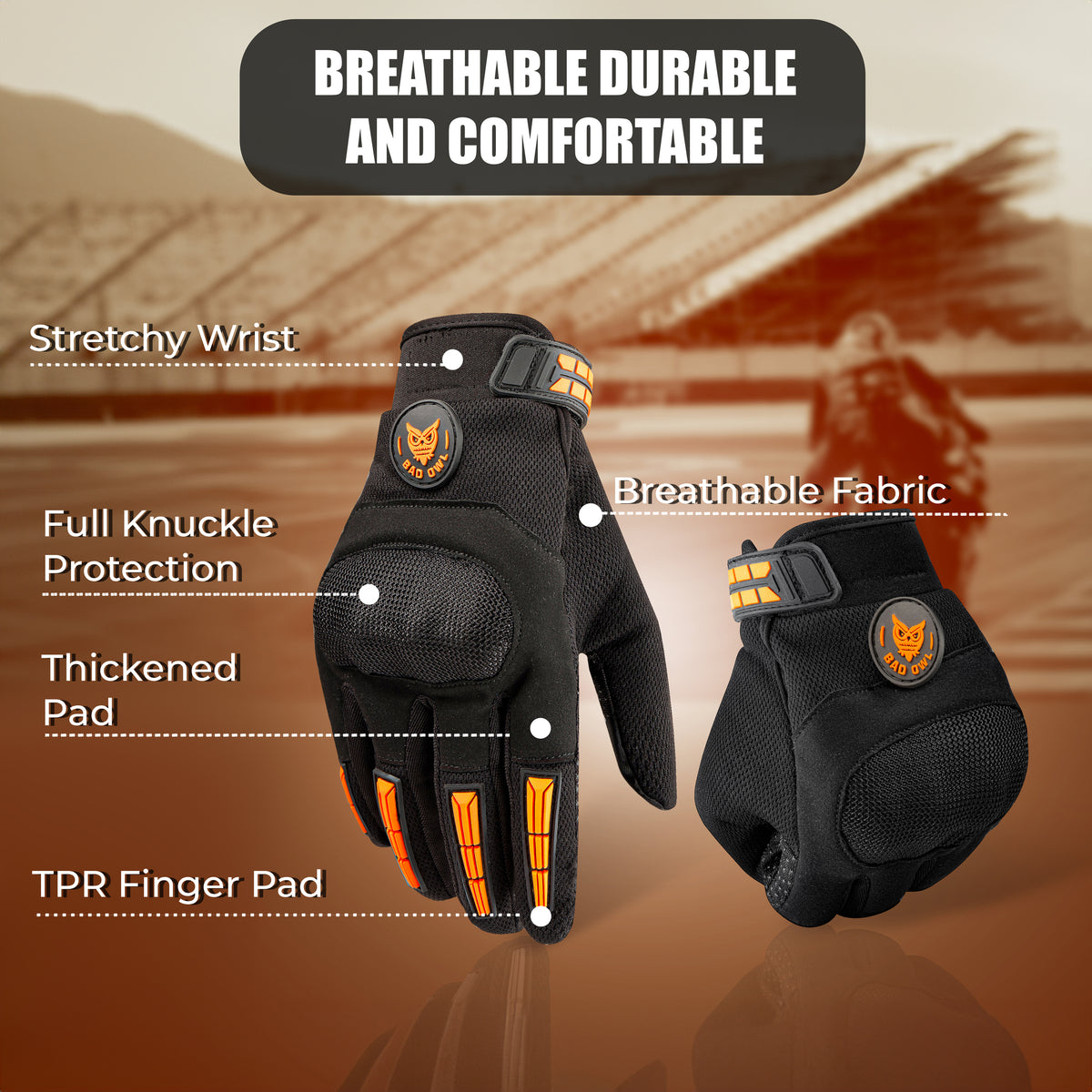 Home Wind Rider Full Finger Motorcycle Riding Gloves